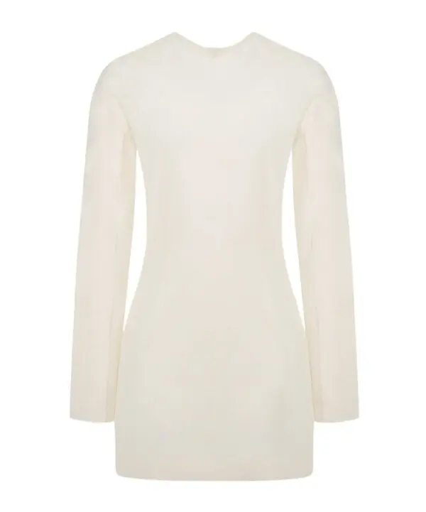 THE ROW Elione Washed Taffeta Fitted Waist Crewneck Top
