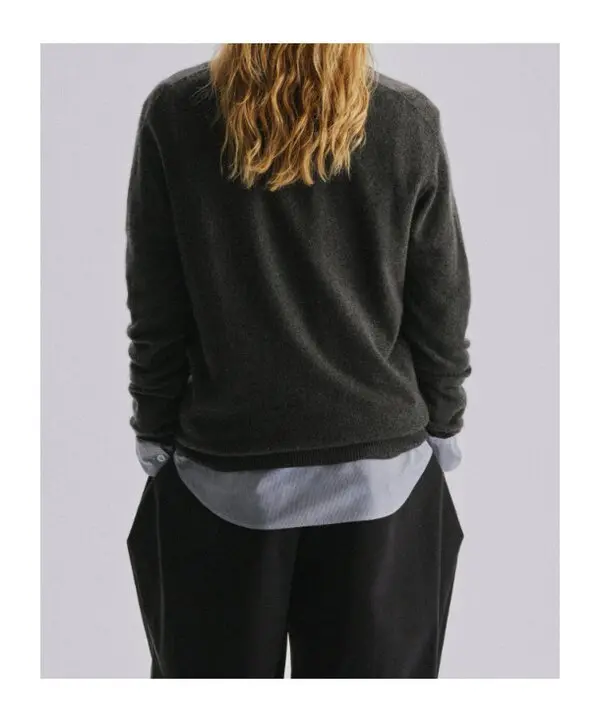 THE ROW Oashi Baby Cashmere Polo Sweater - Anthracite