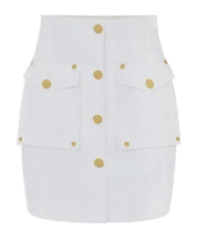 Elisabetta Franchi Button-up Mini Cargo Skirt - Ivory