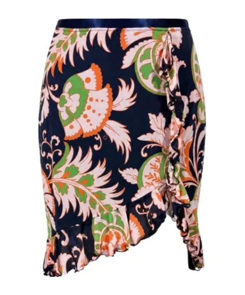 Etro Floral Print Ruffled Asymmetrical Hem Skirt