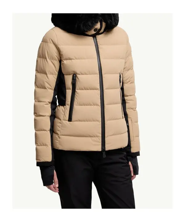 Moncler Lamoura Hooded Shearling-trimmed Down Ski Jacket