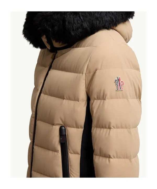 Moncler Lamoura Hooded Shearling-trimmed Down Ski Jacket