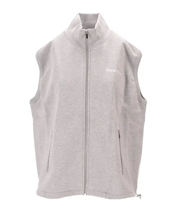 Miu Miu Zip-up Drawstring Gilet - Gray