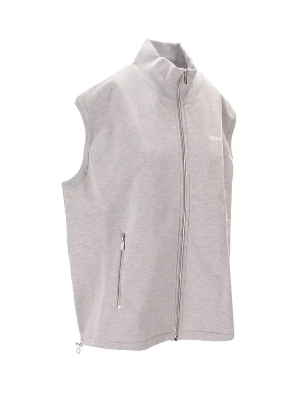 Miu Miu Zip-up Drawstring Gilet - Gray