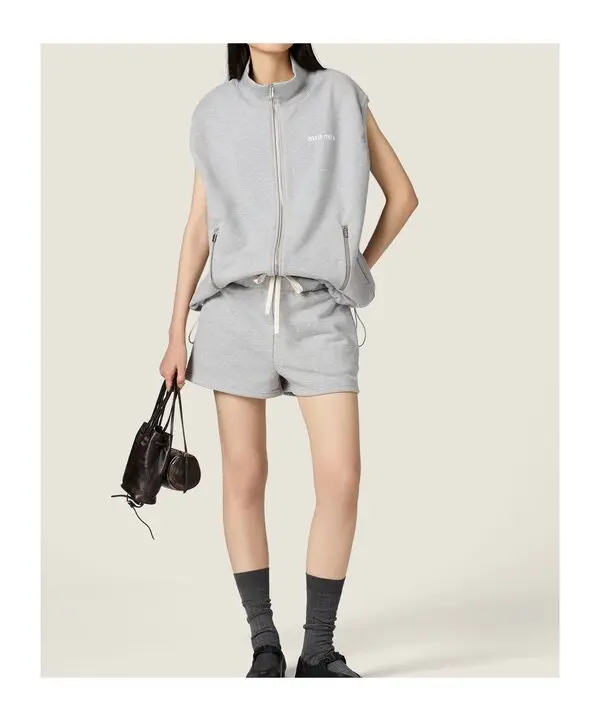Miu Miu Zip-up Drawstring Gilet - Gray