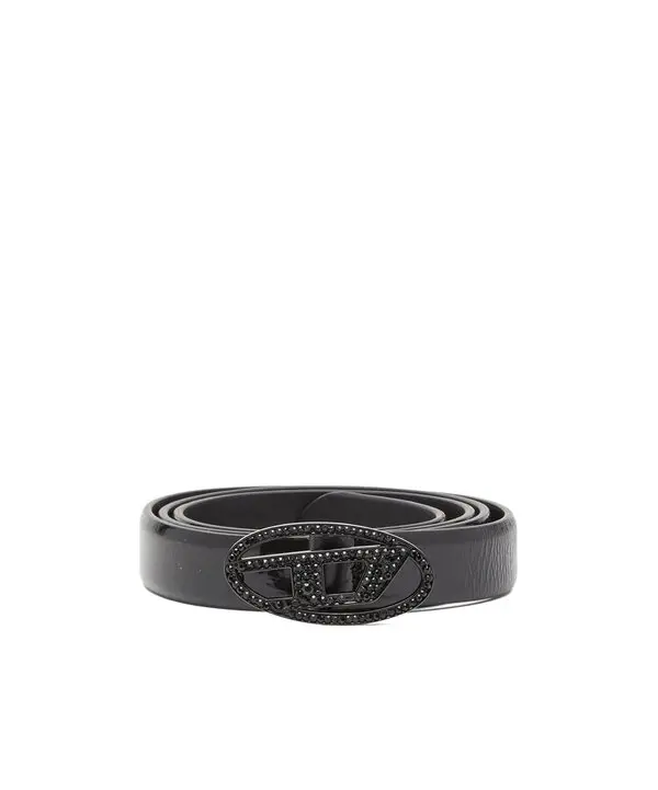 DIESEL® Oval D Logo Buckle Belt - Black