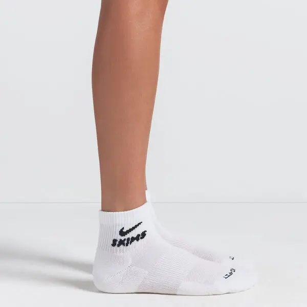 SKIMS X Nike Dri-fit Quarter Crew Socks 3 Pack - Heather Grey Multi