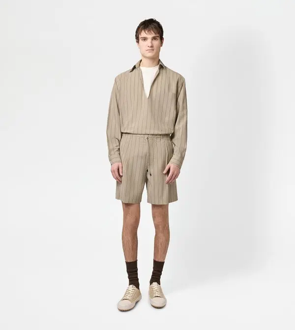 TOD'S Striped Silk Drawstring Shorts
