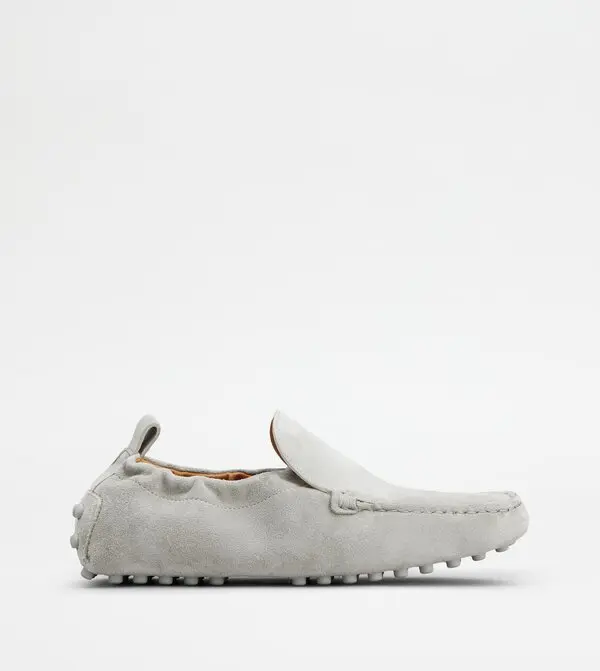 TOD'S Suede Glove Gommino Loafers - Grey