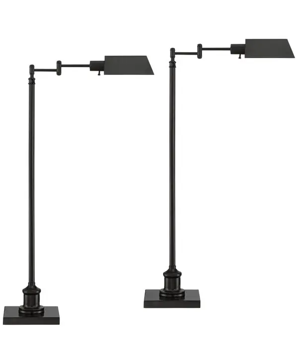 REGENCY HILL Jenson Traditional 54" Tall Standing Floor Lamps Set Of 2 Lights Swing Arm Pharmacy Adjustable Height - Brown
