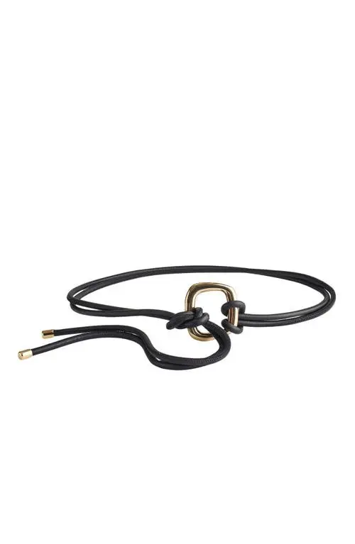 Madewell Sculpted Buckle Leather Tie Belt - True Black