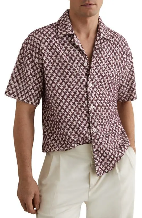 REISS Mill Textured Short Sleeve Button-up Shirt