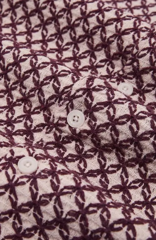 REISS Mill Textured Short Sleeve Button-up Shirt