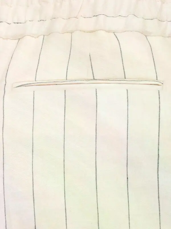 PT TORINO Cream White Pinstripe Pleated Trousers
