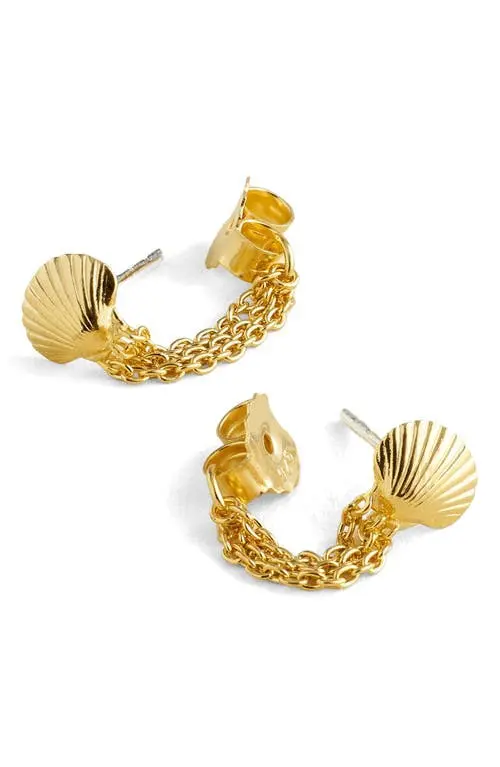 Madewell Demi-fine Shell Chain Stud Front/back Earrings - 14k Gold