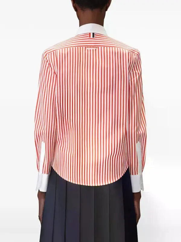 Thom Browne University Stripe Lobster Appliqué Shirt - Red