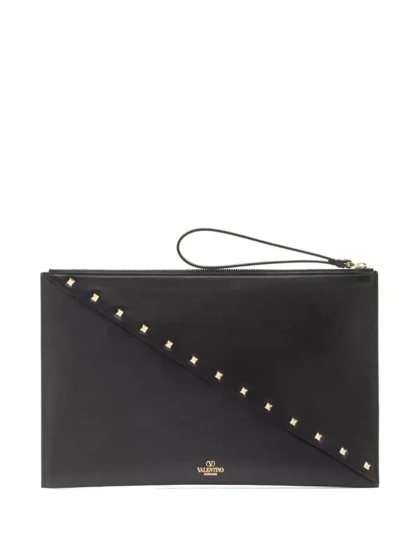 Valentino Garavani Rockstud Wispy Calfskin Pouch - Black