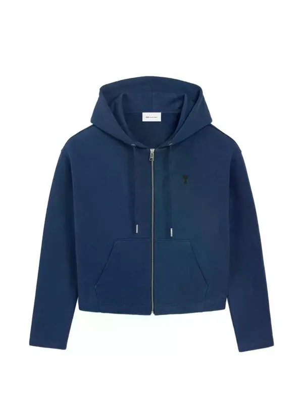 AMI Paris Cotton De Coeur Zipped Hoodie