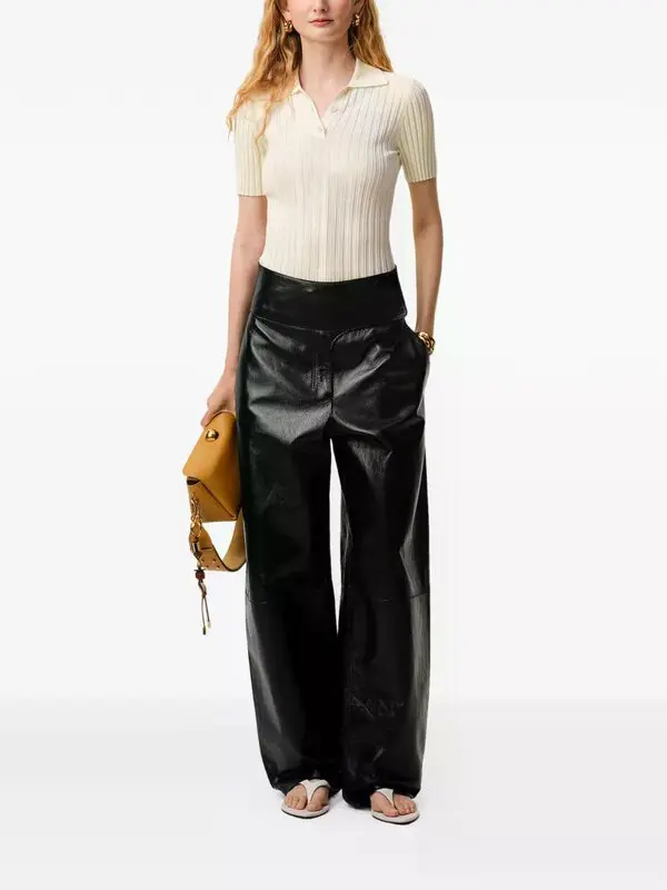 AMI Paris Belted Leather Trousers