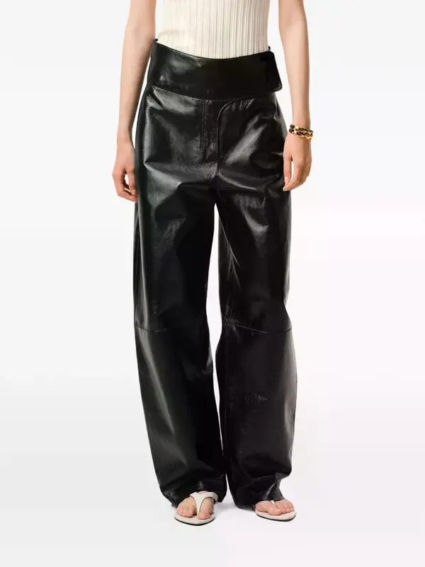 AMI Paris Belted Leather Trousers
