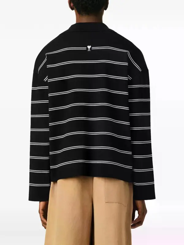 AMI Paris Striped Cotton Polo