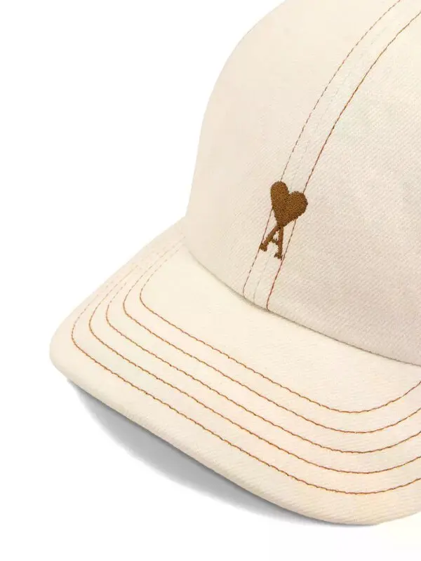 AMI Paris Cotton Cap With De Coeur Embroidery - Neutrals