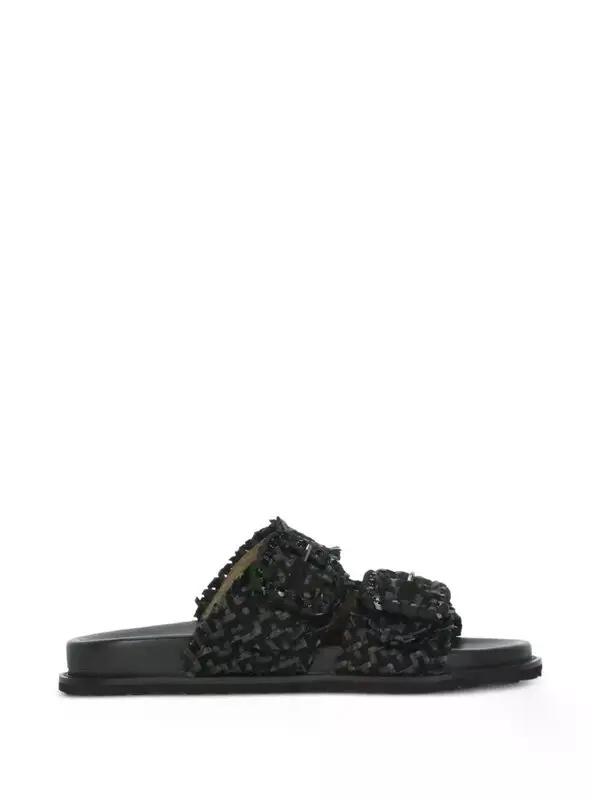 CORAL BLUE Woven Buckle-fastening Sandals - Black