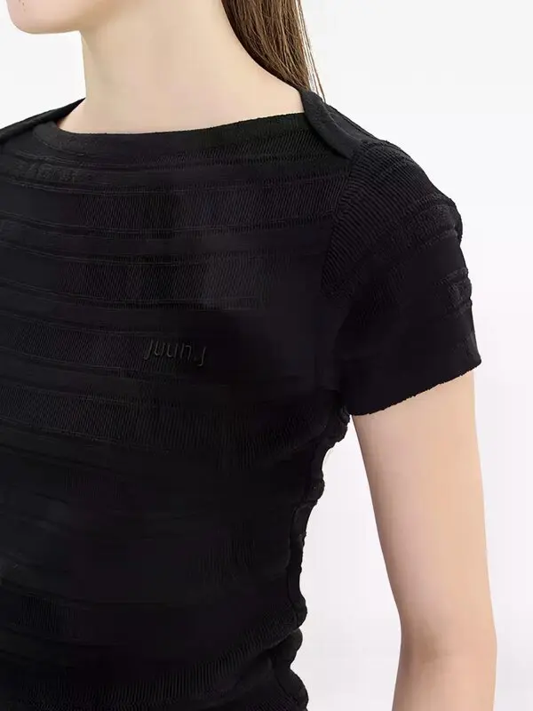 JUUN.J Ribbed Boat-neck T-shirt