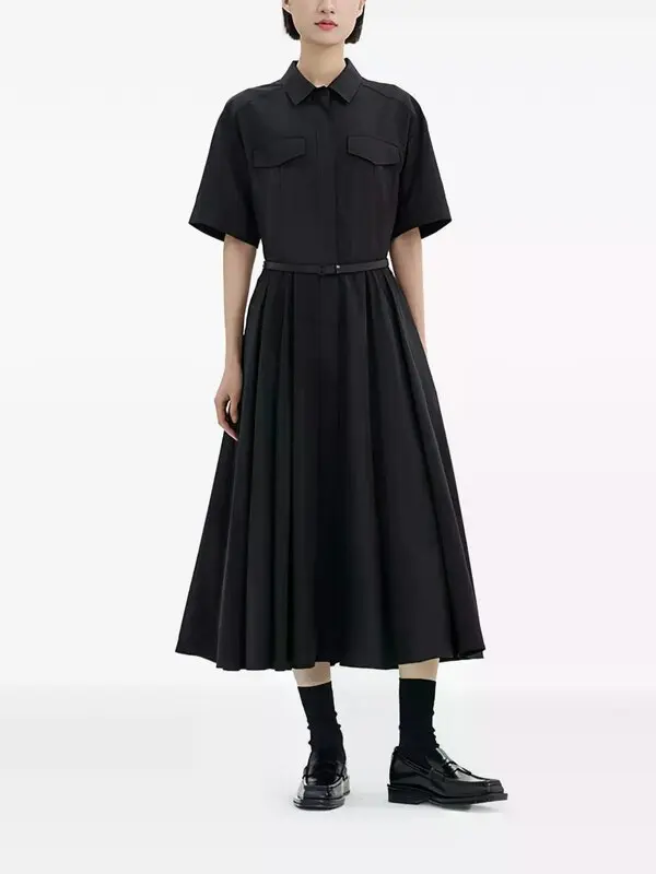 JUUN.J Belted Pleated Shirt Dress