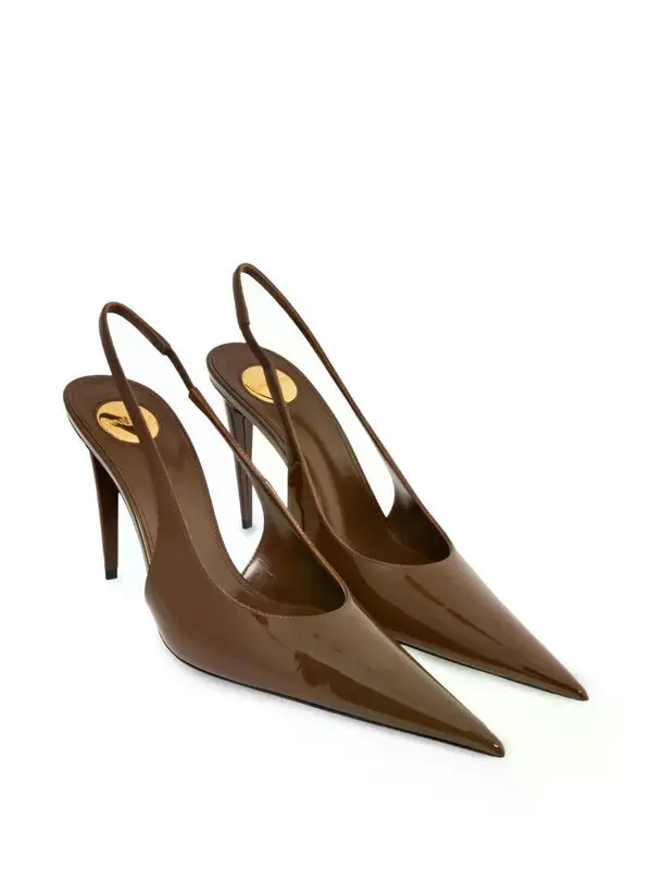 Saint Laurent Guermantes Patent Slingback Pumps - Brown