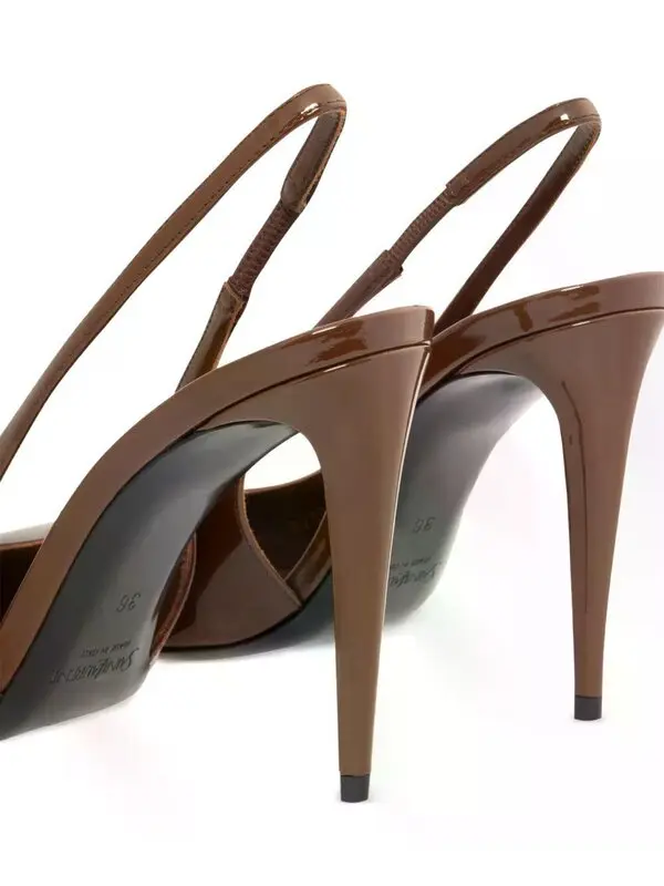 Saint Laurent Guermantes Patent Slingback Pumps - Brown