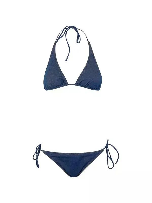 MC2 SAINT BARTH Denim-effect Triangle Bikini - Blue