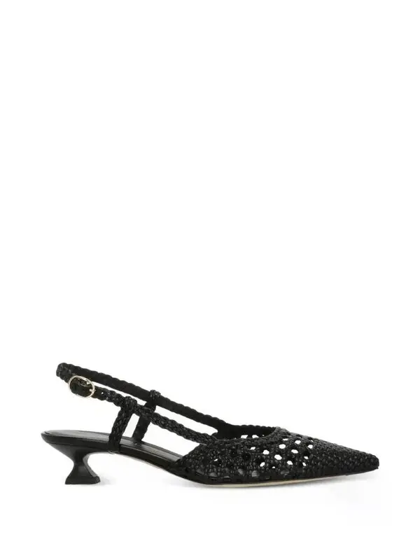JULIE DEE Leather Slingback Heeled Pumps