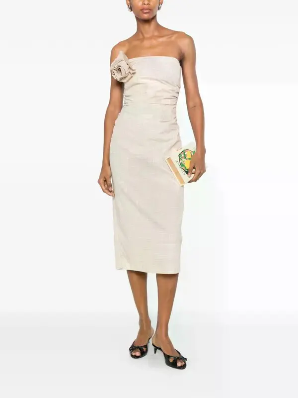 Bernadette Vera Flower-brooch Midi Dress - Neutrals