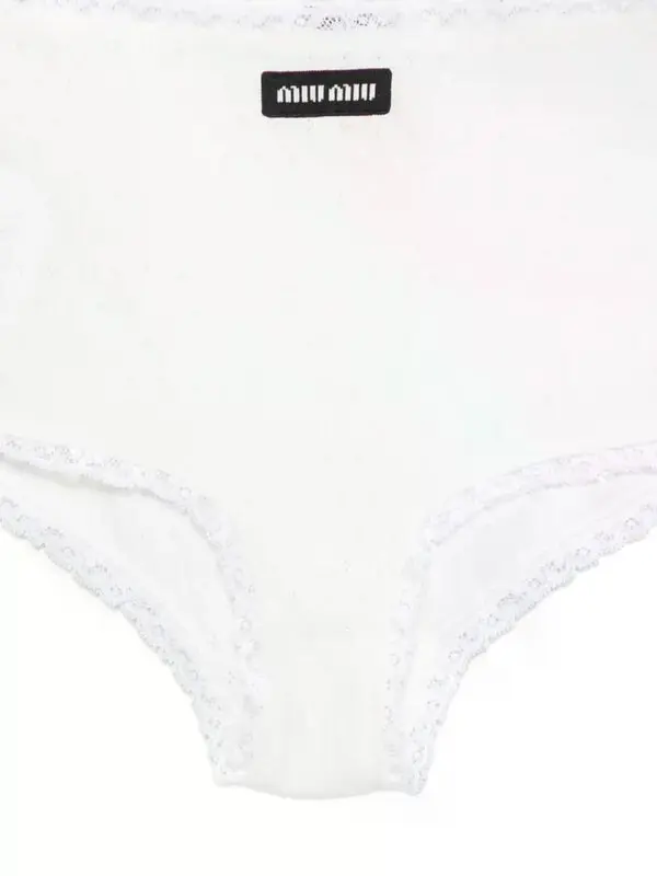 Miu Miu Logo-patch Lace-trim Cotton Briefs