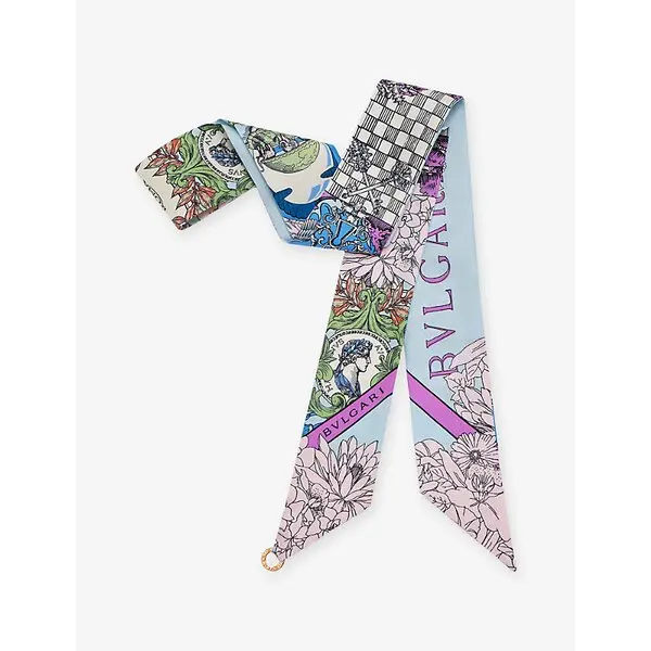 BVLGARI Alchemist Shelley Printed Silk-twill Scarf - Light Blue