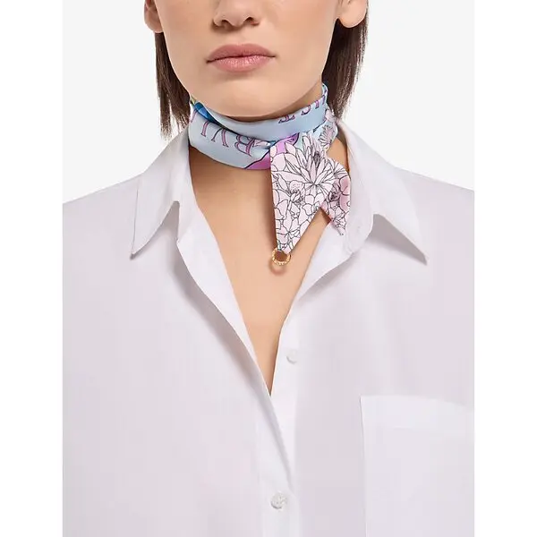 BVLGARI Alchemist Shelley Printed Silk-twill Scarf - Light Blue