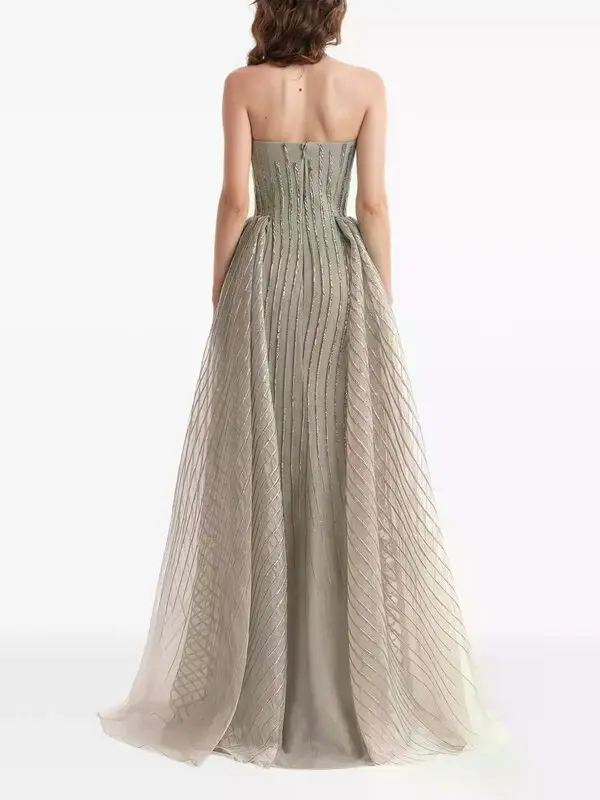GEMY MAALOUF Strapless Striped Organza Dress
