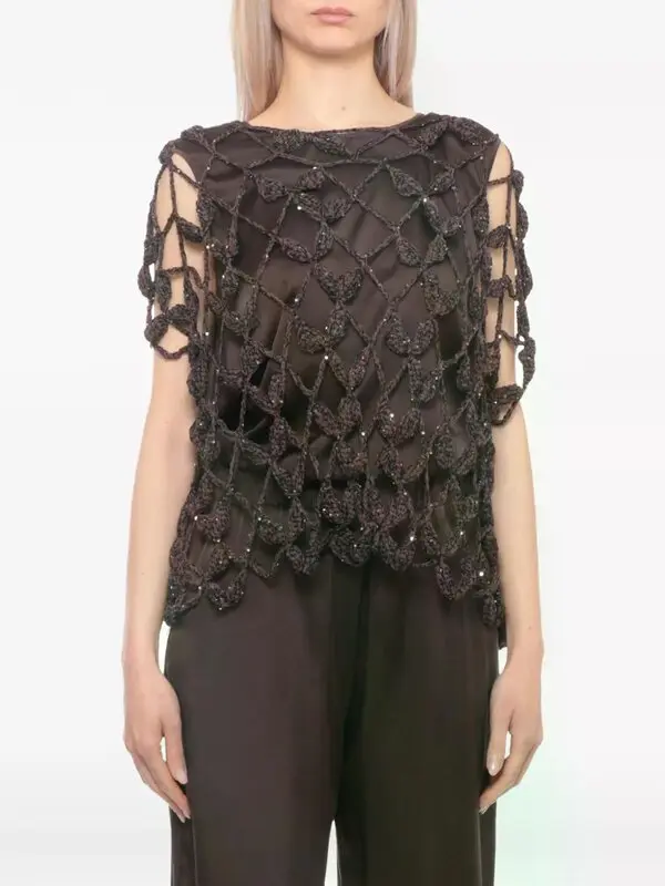 Antonelli Firenze Sequin-embellished Crochet-knit Sweater