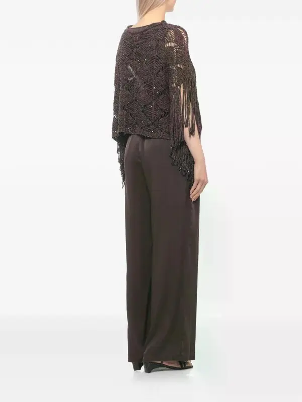 Antonelli Firenze Sequin Embellished Fringed Cropped Sweater