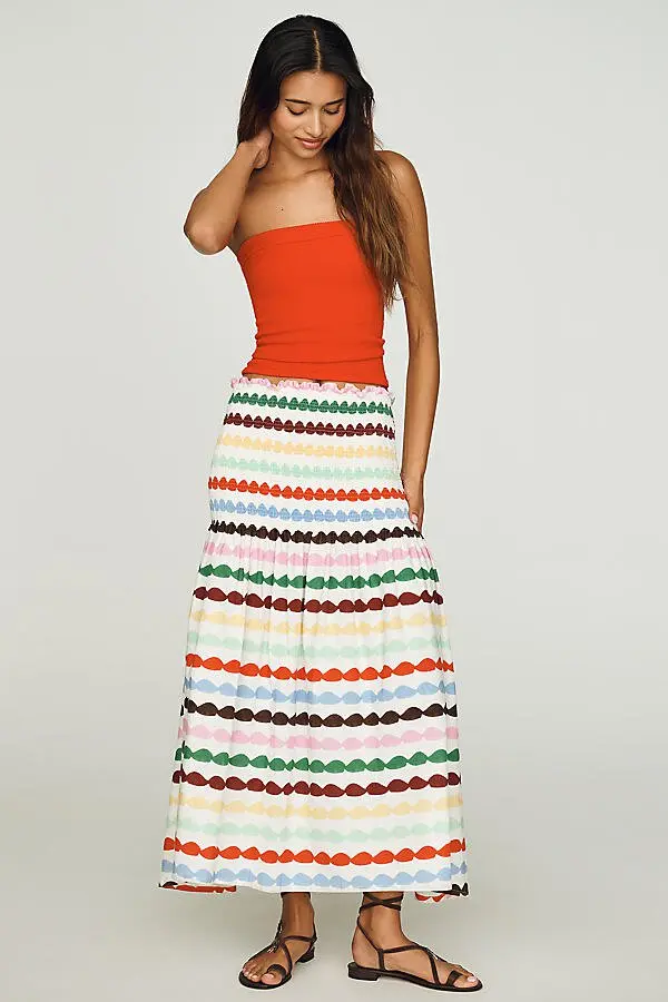 SIXXTA 100% Cotton Shirred Skirt
