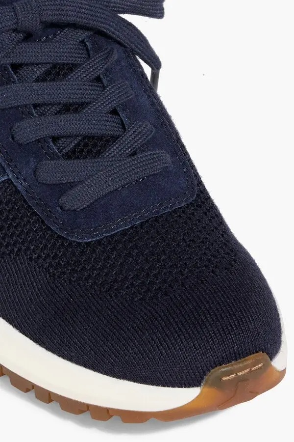 Bally Darnell Suede Trimmed Stretchknit Sneakers - Navy