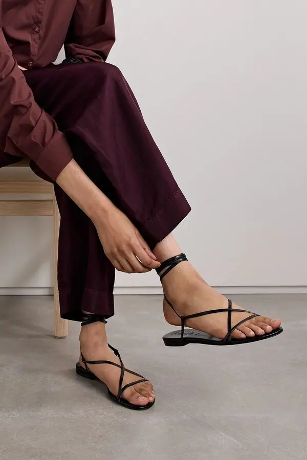 AeydĒ Penny Leather Tie Fastening Sandals