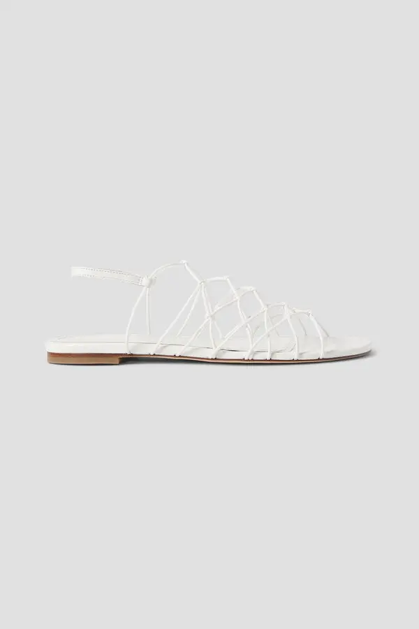 Staud Gio Knotted Elastic And Leather Sandals - White