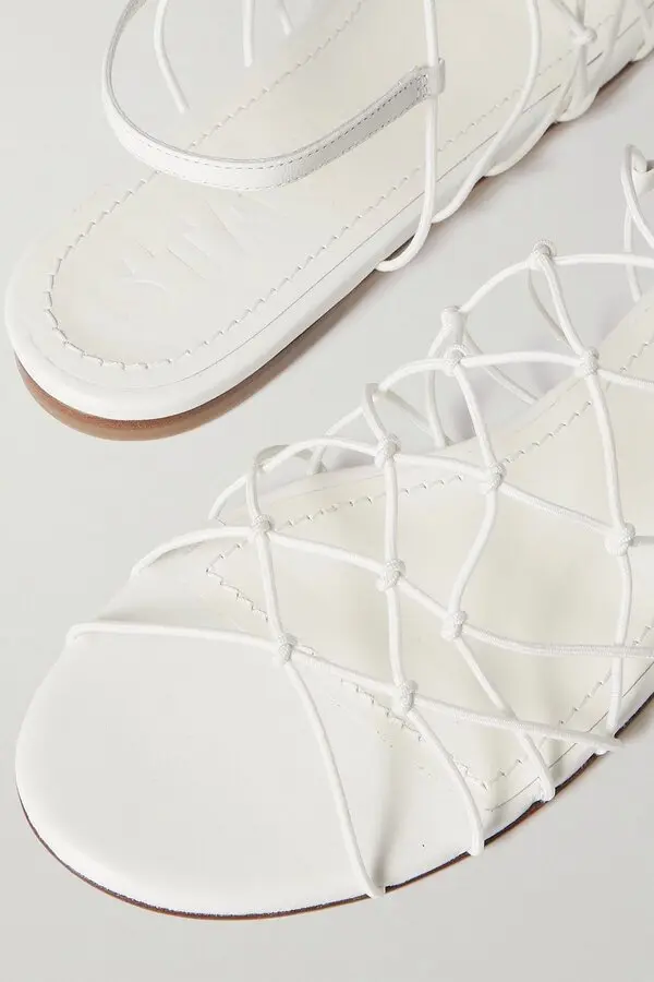 Staud Gio Knotted Elastic And Leather Sandals
