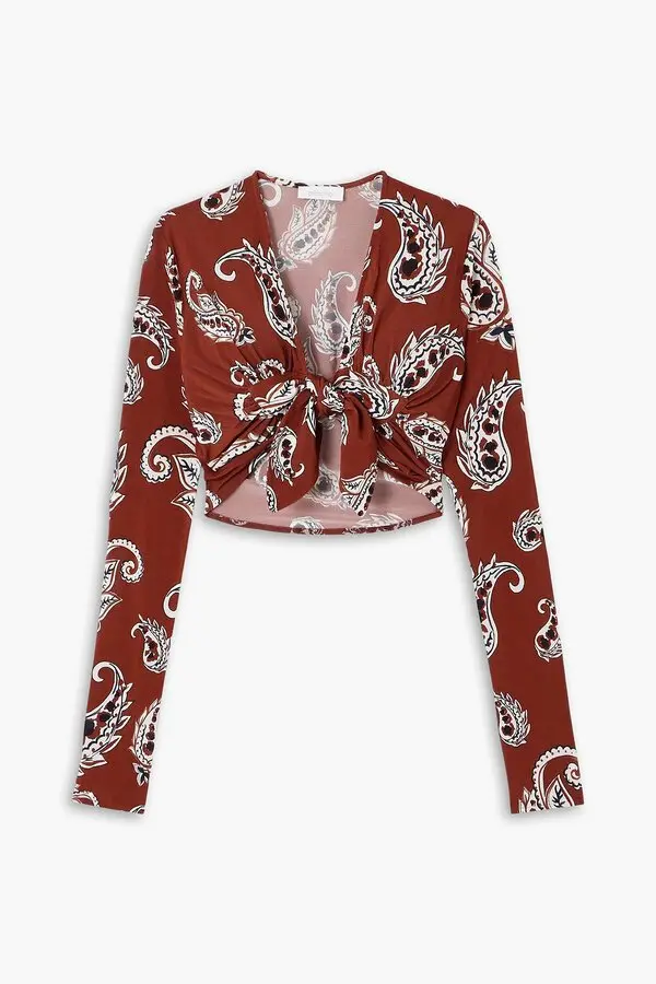 Rabanne Cropped Paisley-print Stretch-crepe Top