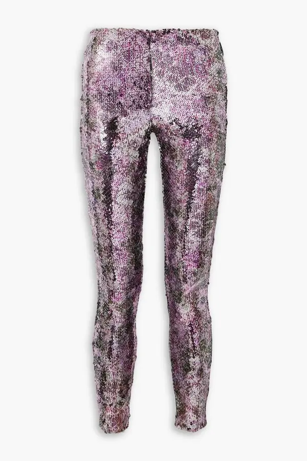 Isabel Marant Étoile Bella Sequined Jersey Leggings - Violet