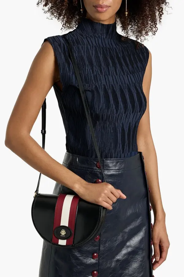 Bally Beckett Striped Leather Shoulder Bag
