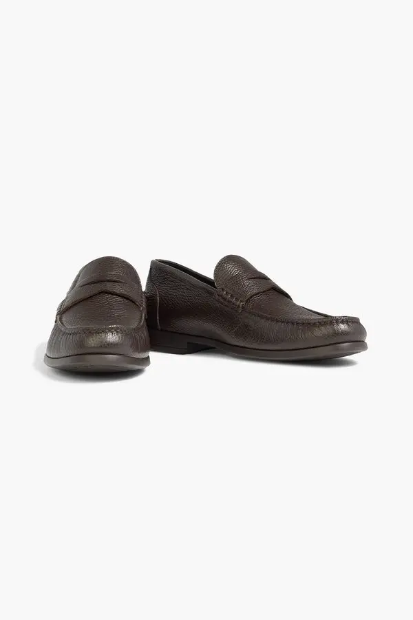 Bally Cronus Pebbled Leather Penny Loafers - Chocolate
