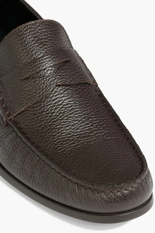 Bally Cronus Pebbled Leather Penny Loafers - Chocolate